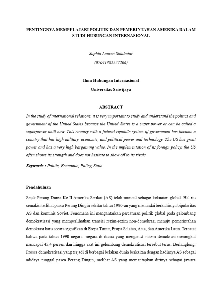 Pentingnya Politik AS dalam Hubungan Internasional | PDF