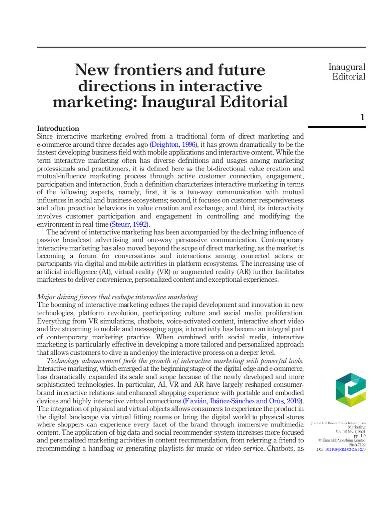 Future Directions in Interactive Marketing | PDF | Popular Culture ...