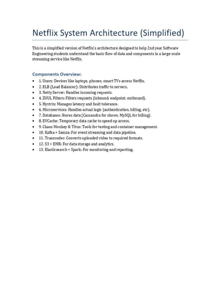Simplified Netflix System Architecture | PDF