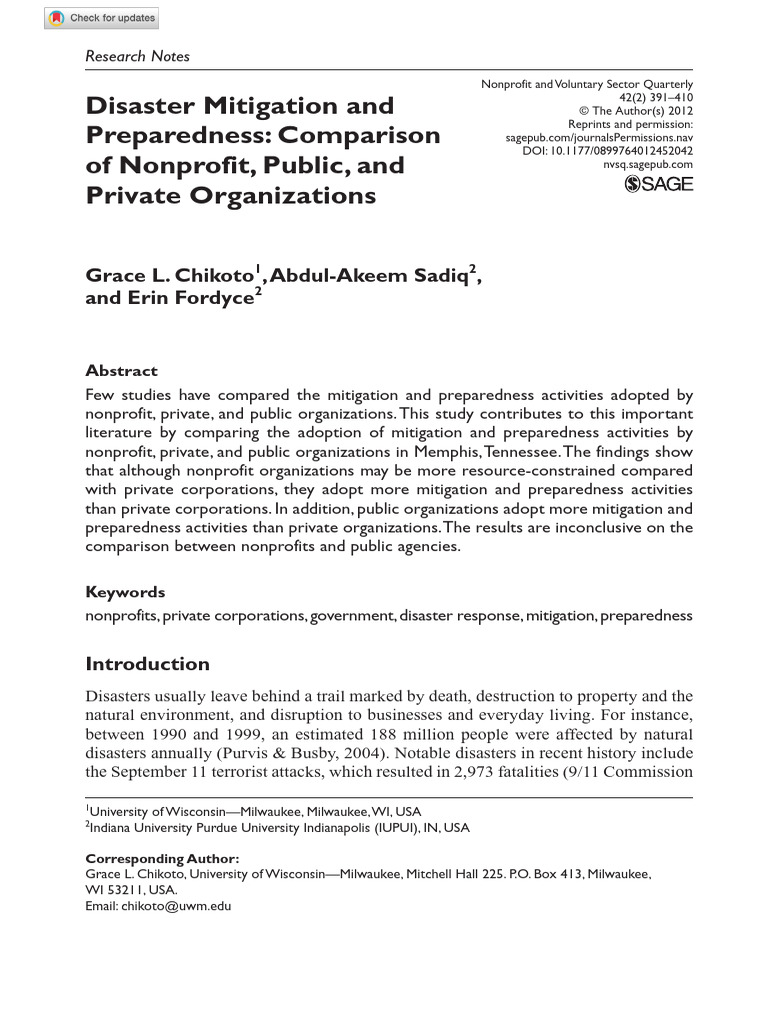 Nonprofit Disaster Preparedness Study | PDF | Emergency Management