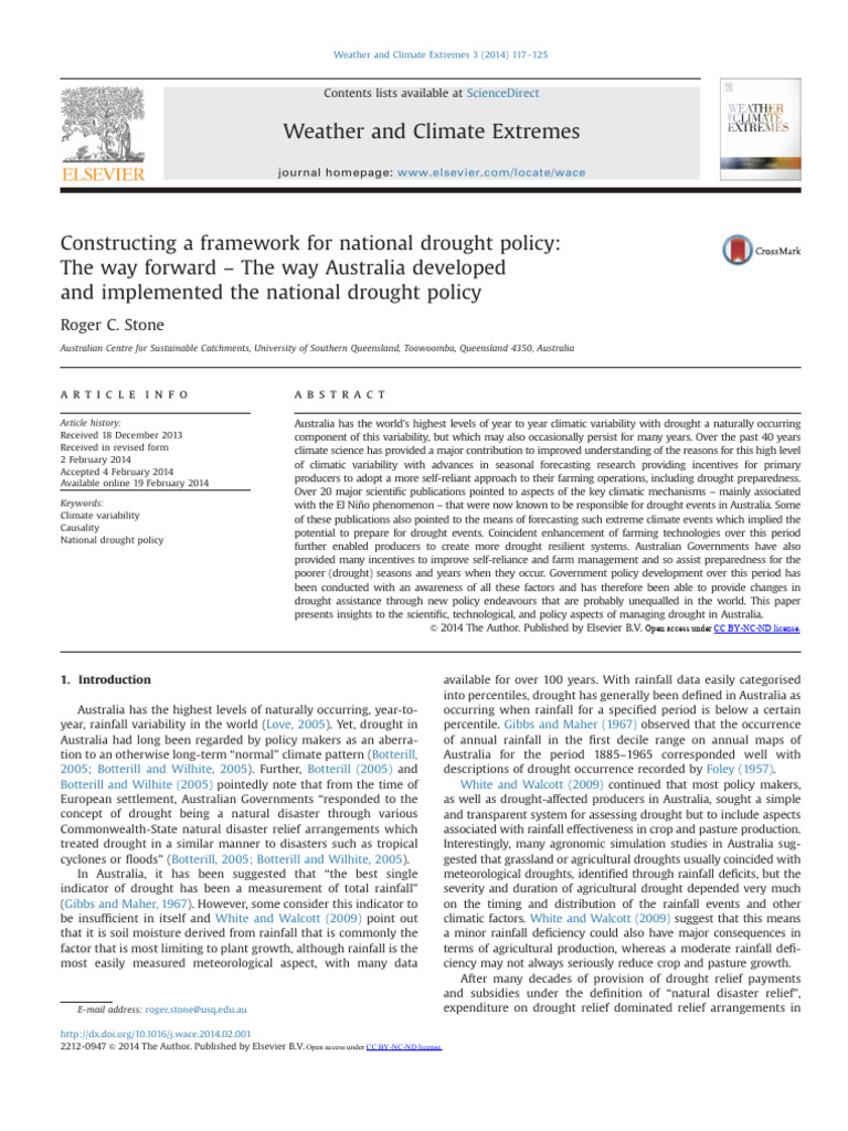 Constructing A Framework For National Drought Policy The W 2014 Weather and | PDF | Drought ...
