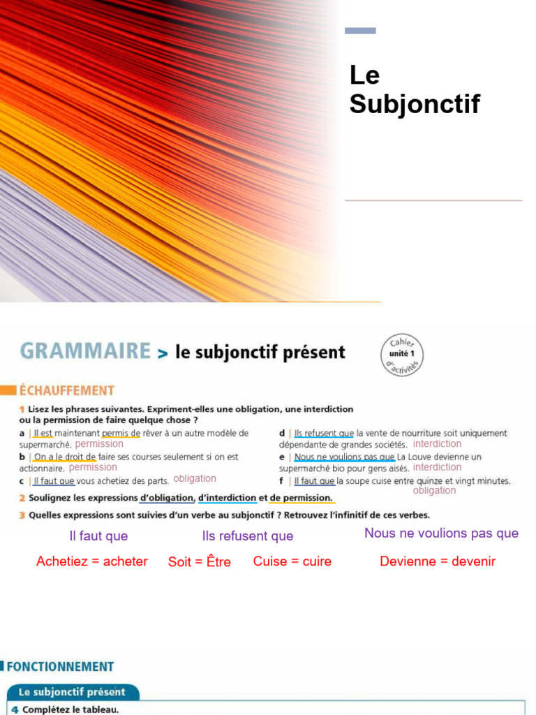 Le Subjonctif en Français | PDF | Morphologie | Unités sémantiques
