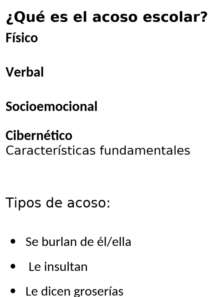 Tipos y características del acoso escolar | PDF