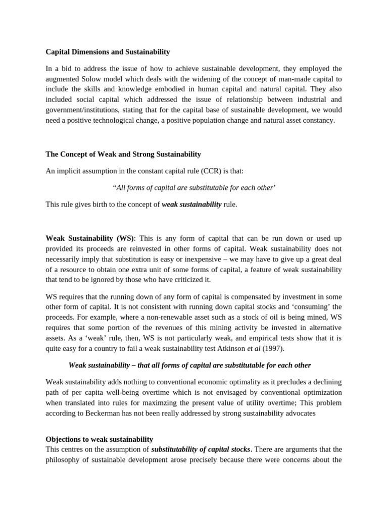 Capital Dimensions and Sustainability | PDF | Sustainability | Economics