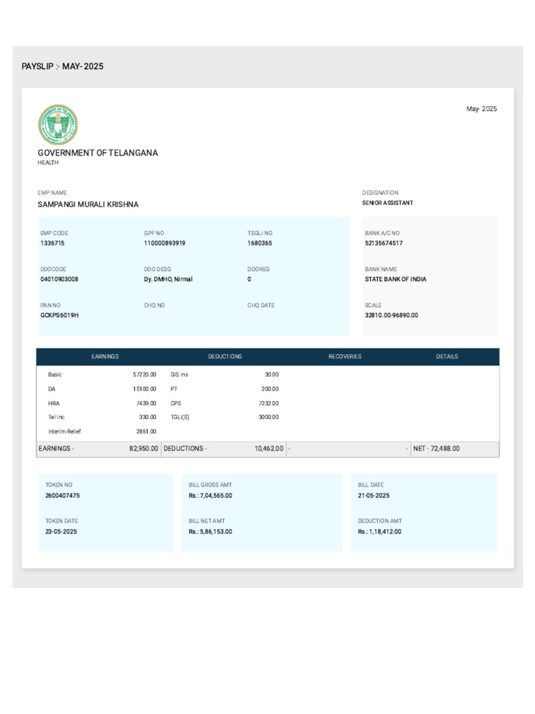 May-2025 Payslip | PDF