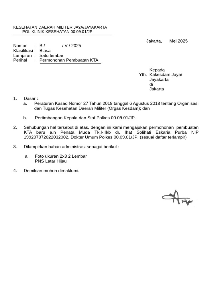 Contoh Persuratan Kesdam Revisi | PDF