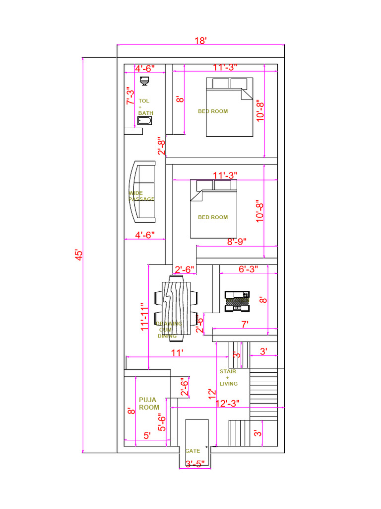 18 Feet - 45 Feet, With Furniture | PDF
