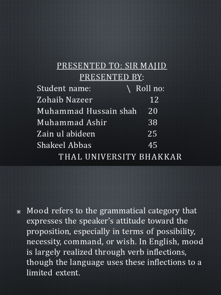 Mood and Modality in A Sentence Level | PDF | Grammar | Linguistics