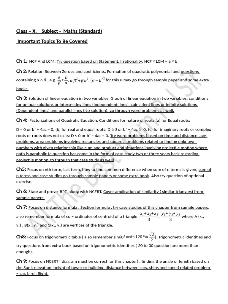Basic Tips For Maths Exam | PDF | Zero Of A Function | Mathematics