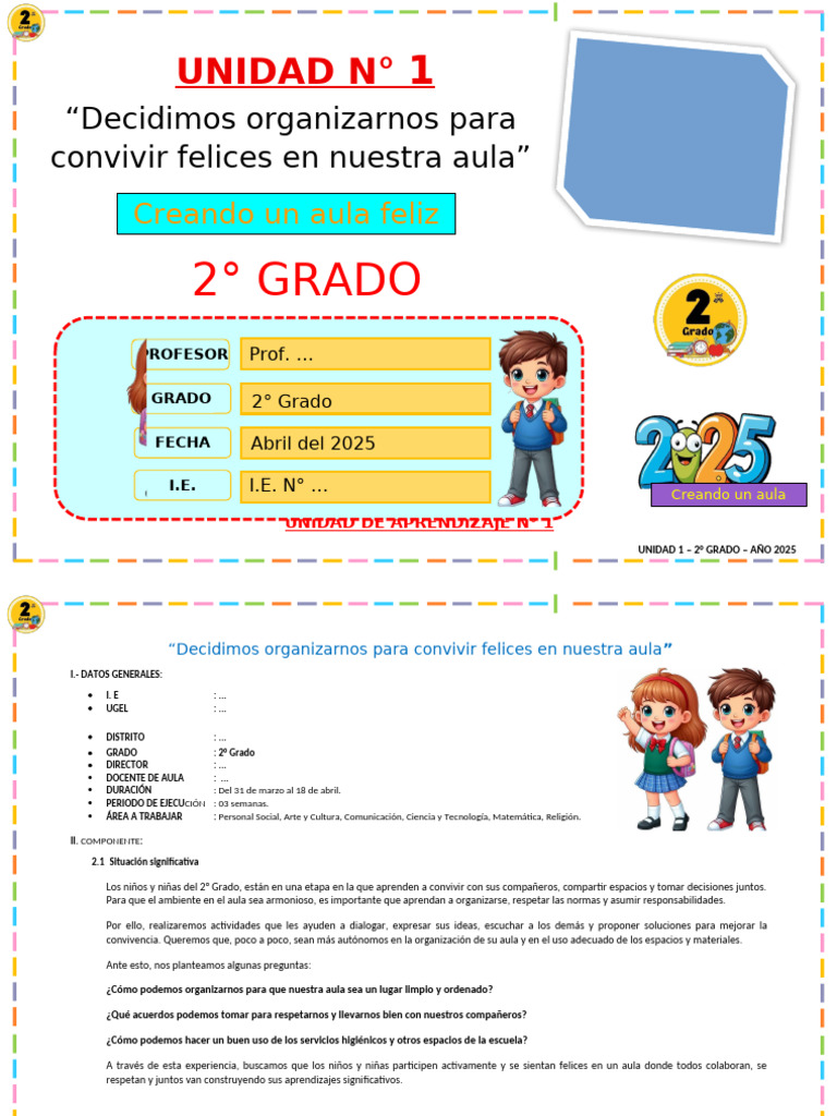 Unidad 1 - 2° Grado - 2025 | PDF | Dios | Amor