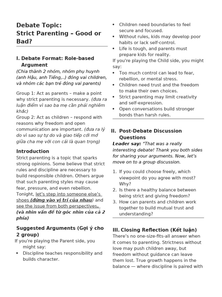 Strict Parenting: Pros and Cons Debate | PDF | Parenting | Family