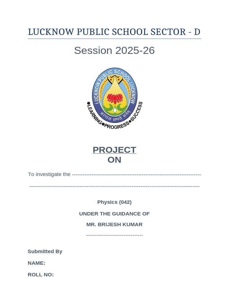 Physics Project Cover Page Design | PDF