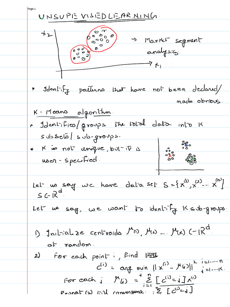 ML - Spr2025 - Unsupervised Learning Class Notes | PDF