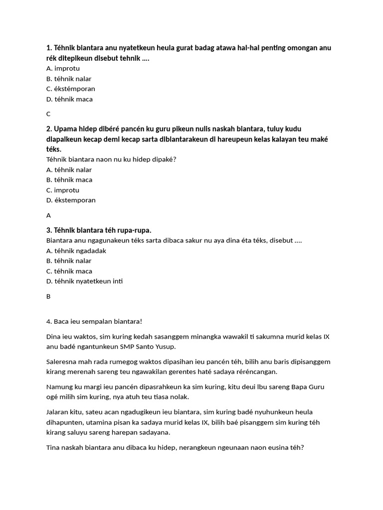 Soal Bhs Sunda | PDF