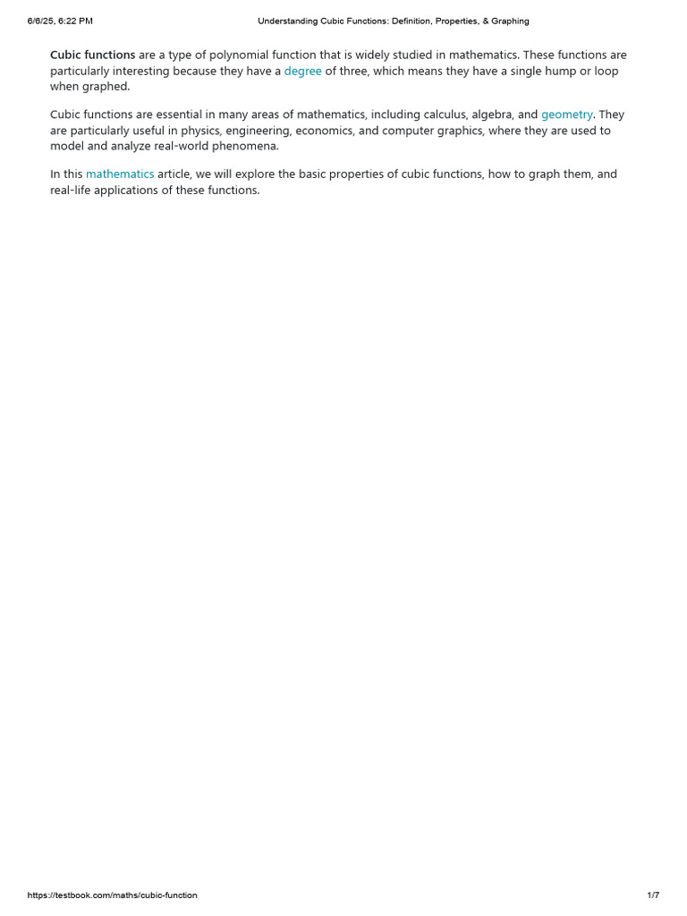 Understanding Cubic Functions_ Definition, Properties, & Graphing | PDF ...