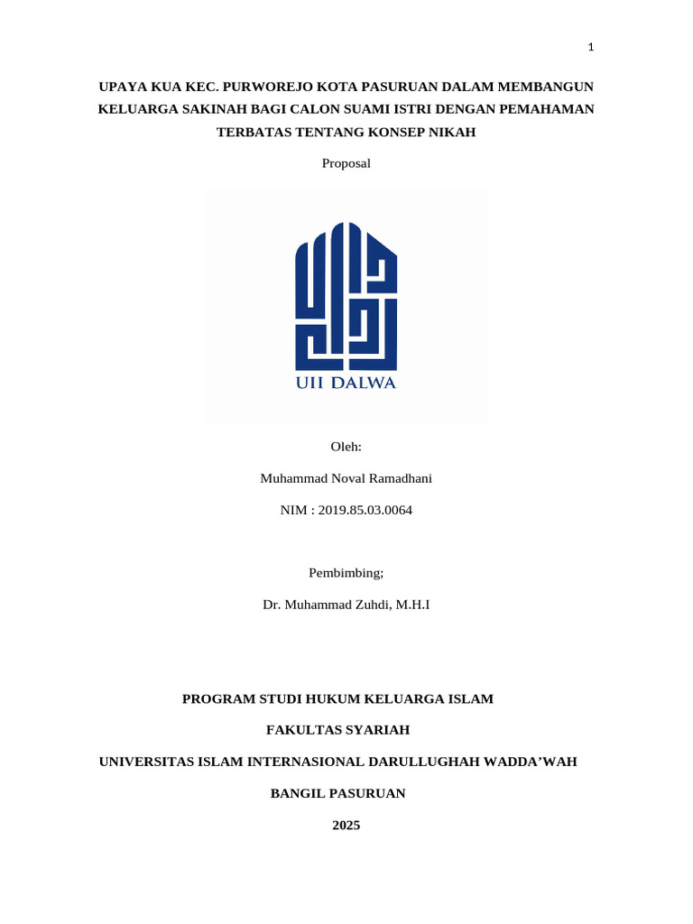 Proposal Upaya Kua Kec. Purworejo Pasuruan Dalam Membangun Keluarga ...