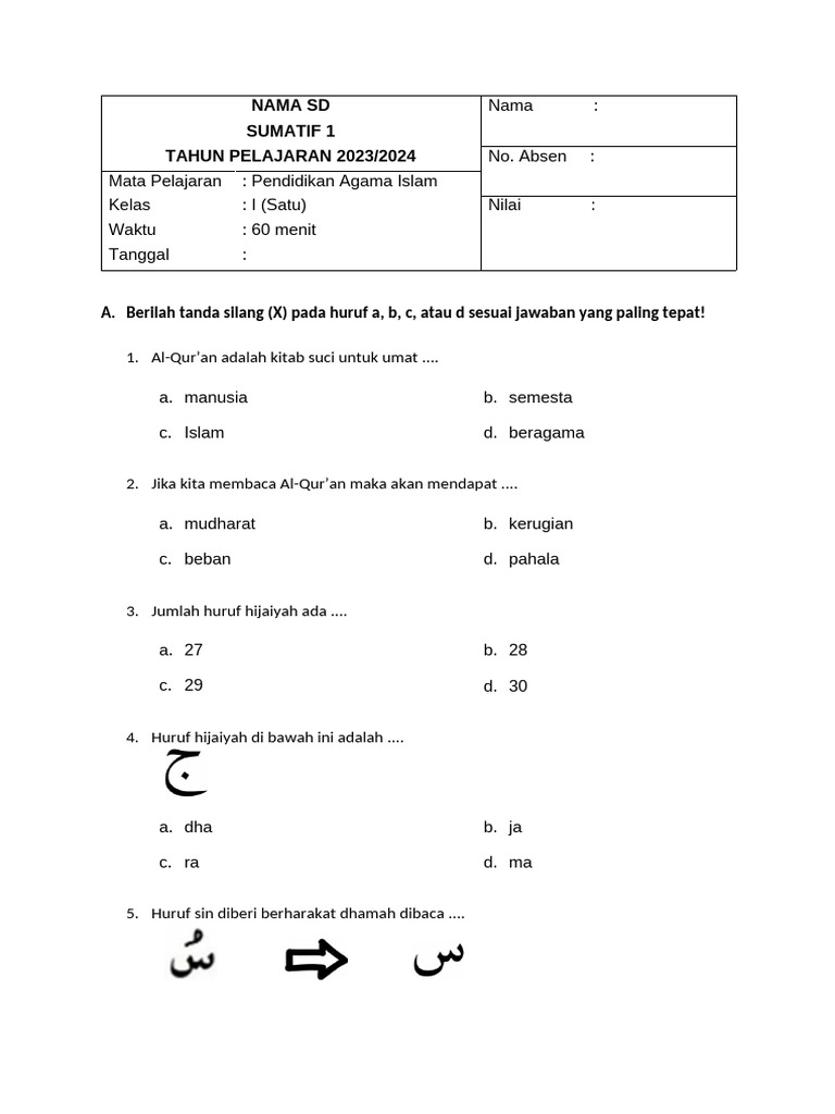 Soal Sumatif BAB 1 | PDF