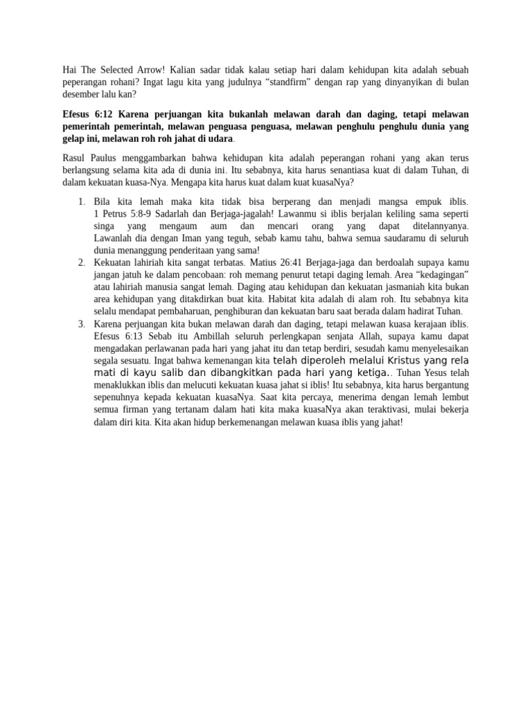 Efesus 6 Kekuatan KuasaNya | PDF