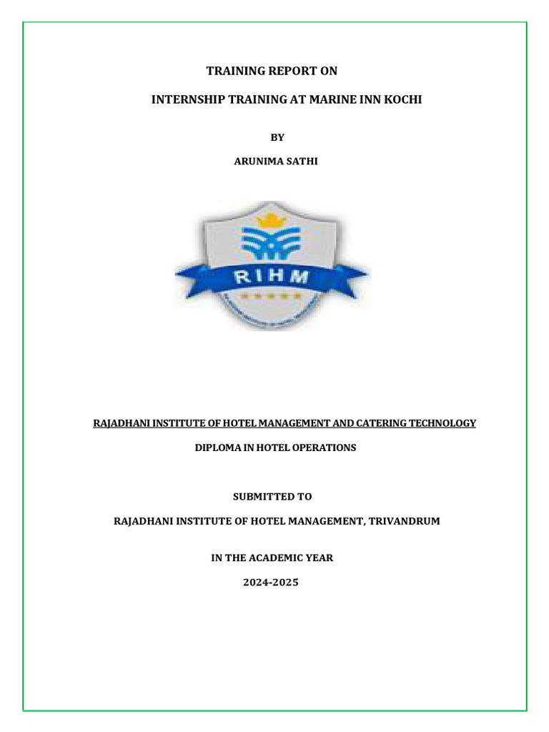 Report Obt Nikhil Spiral 01 | PDF | Restaurants | Hotel