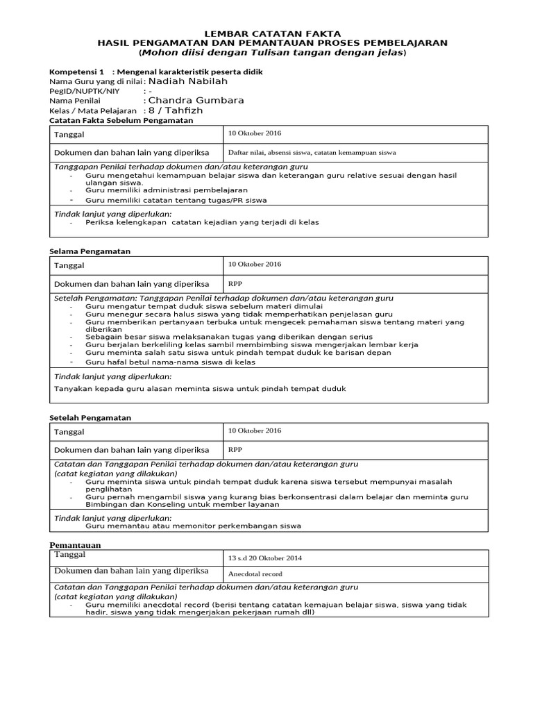 Lembar Catatan Fakta | PDF