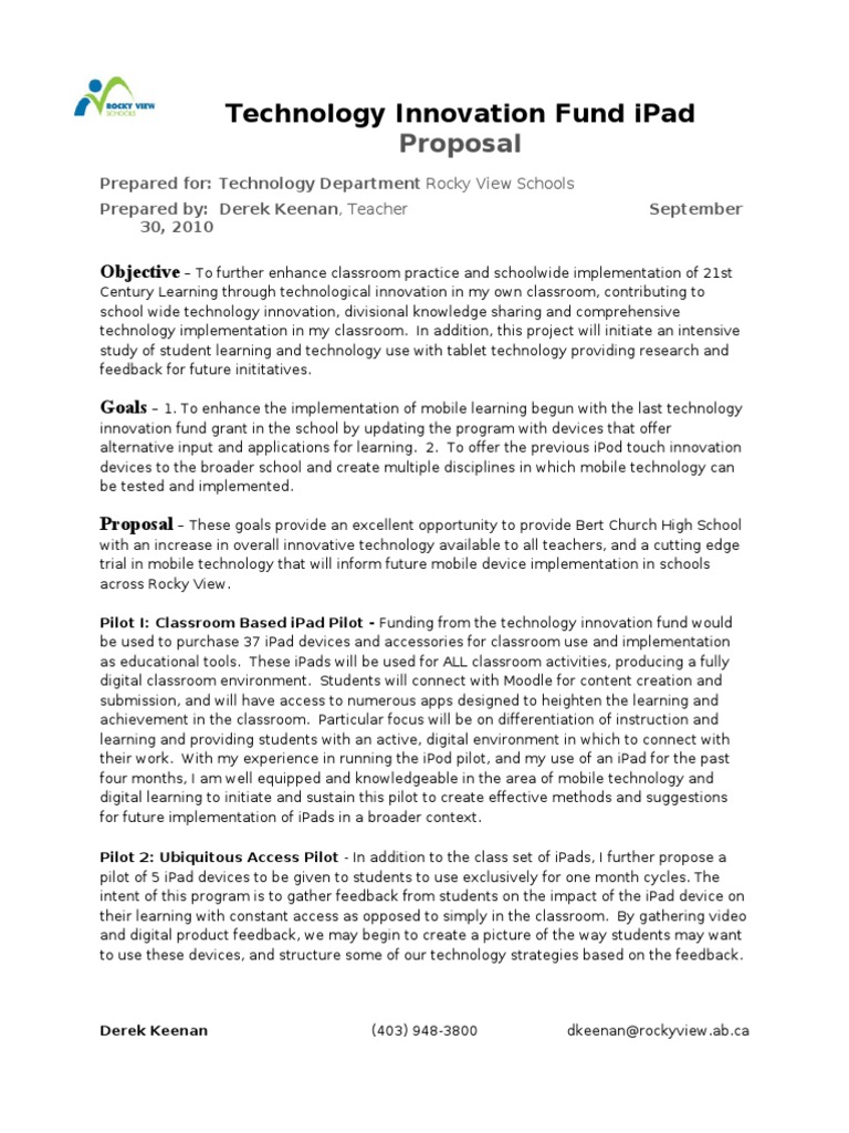 Ipad Proposal | PDF | I Pad | Classroom