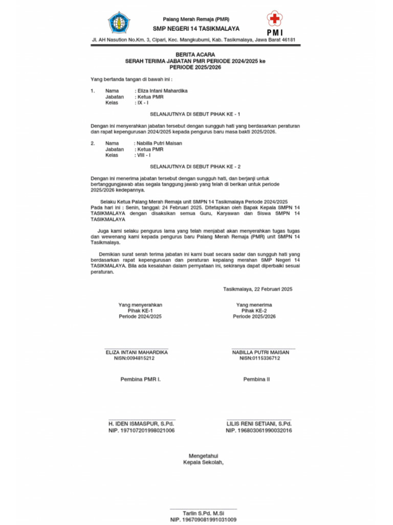 Surat Keterangan PMR | PDF