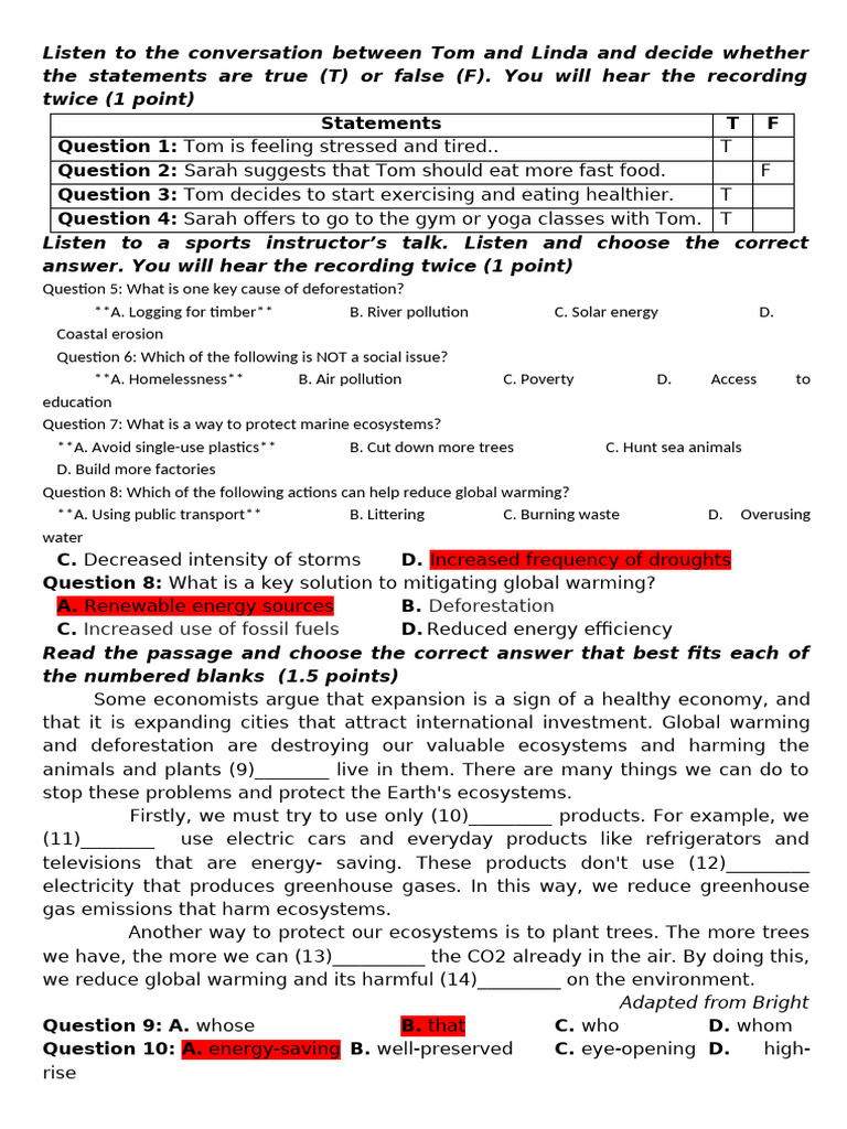 Updated Social Ecosystem Exam | PDF | Climate Change | Sea