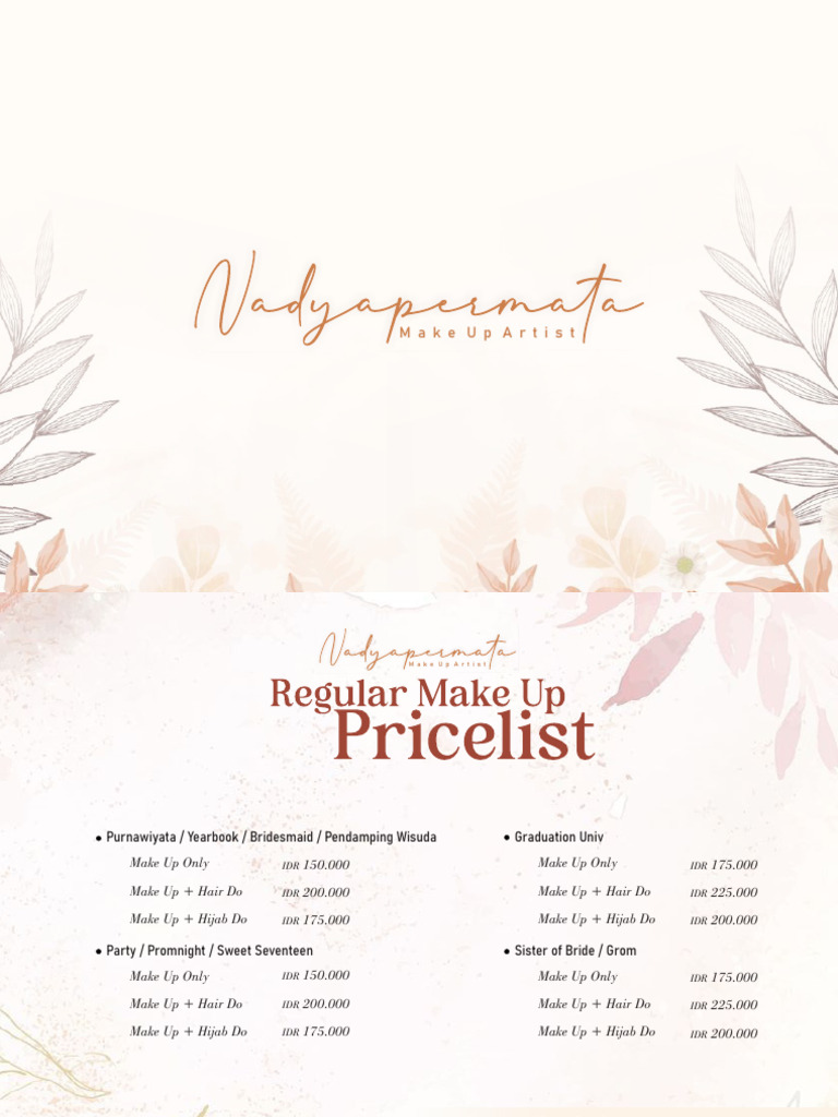Ando and Yun Makeup Price List 2025 | PDF