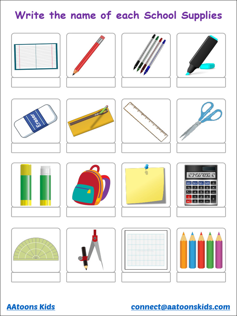 School Supplies List for AAtoons Kids | PDF