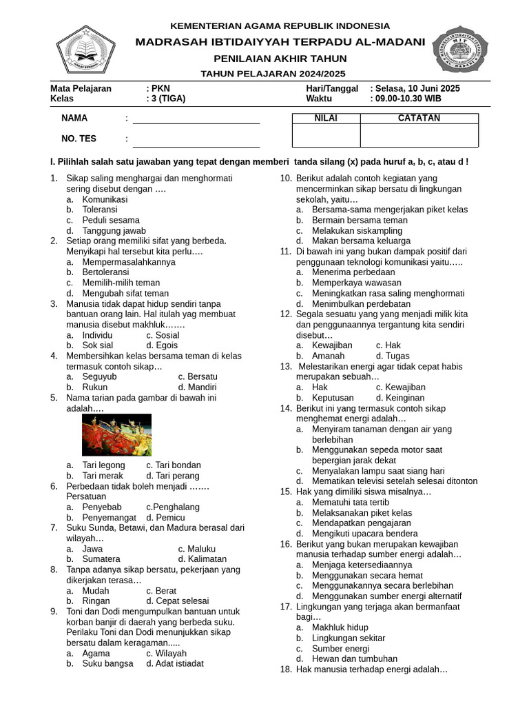 Pat PPKN 2024-2025 | PDF