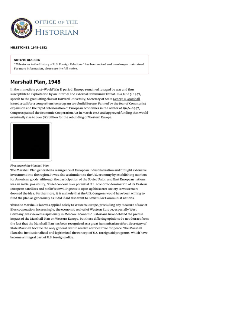 Overview of the Marshall Plan | PDF