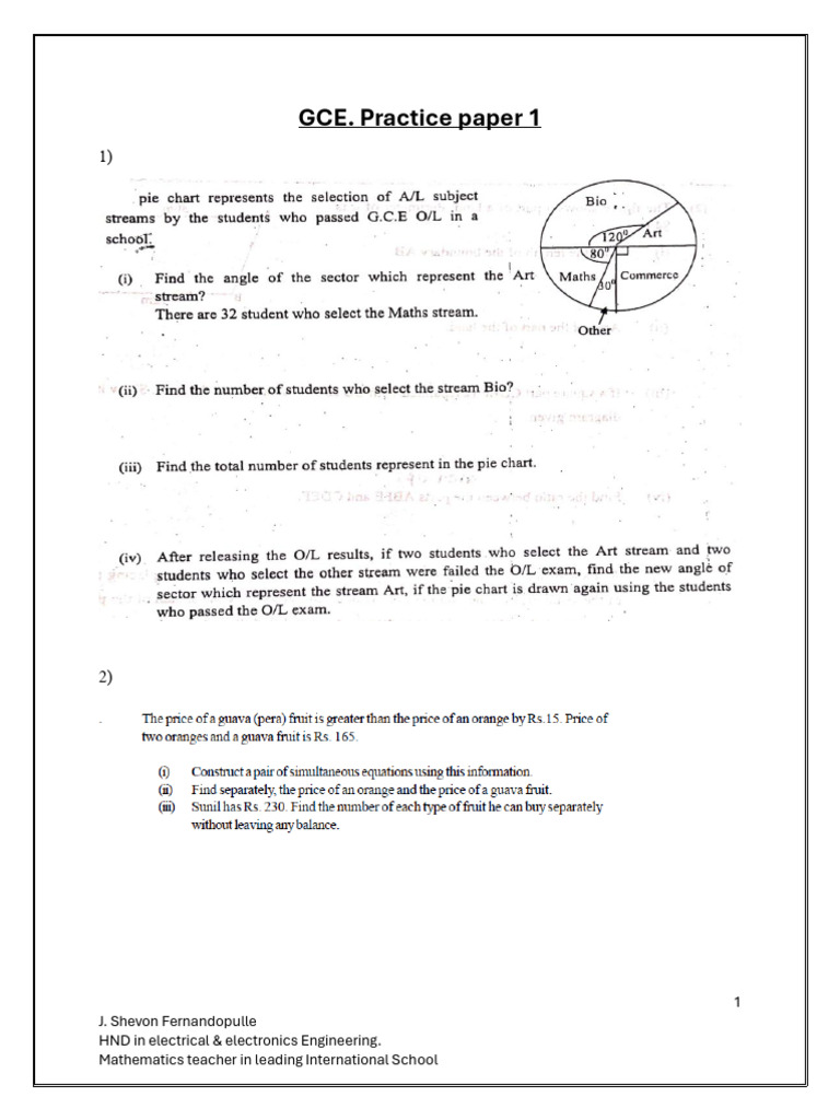 Mathematics Teacher Profile: J. Shevon Fernandopulle | PDF