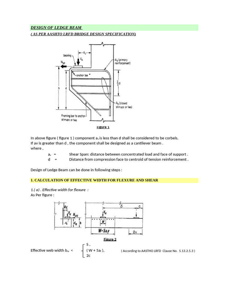 Corbel-Ledge Beam Design Methodology | PDF | Bending | Beam (Structure)