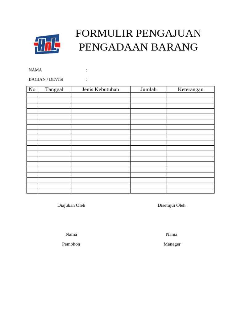 Form Pengajuan Barang | PDF