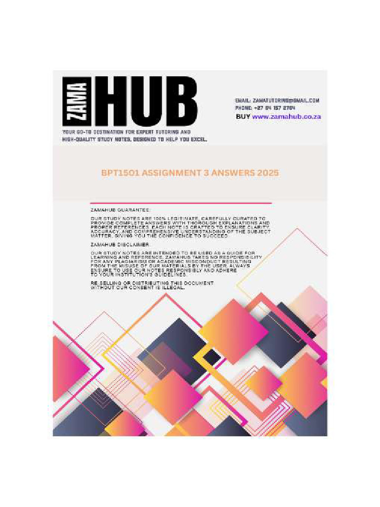 BPT1501 Assignment 3 Answers 2025 Final | PDF | Teachers | Learning