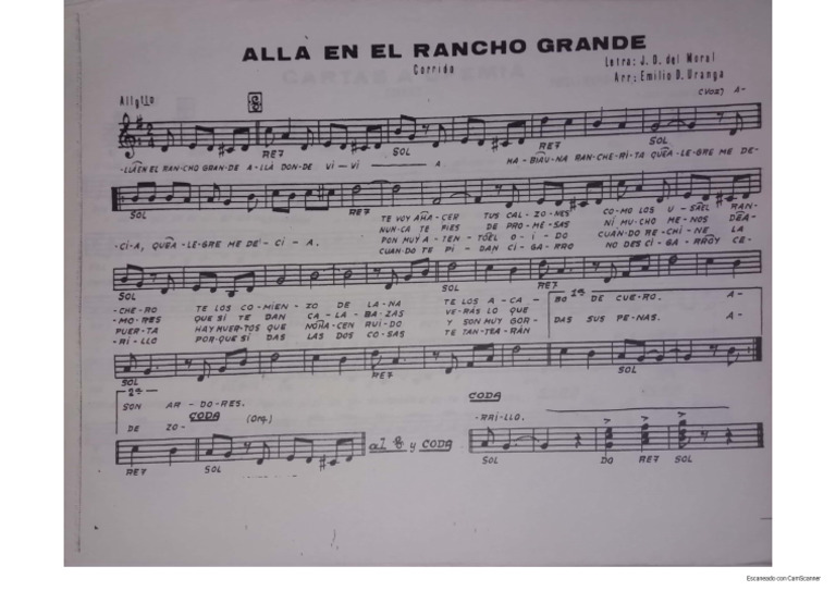 Alla en El Rancho Grande (Partitura) | PDF