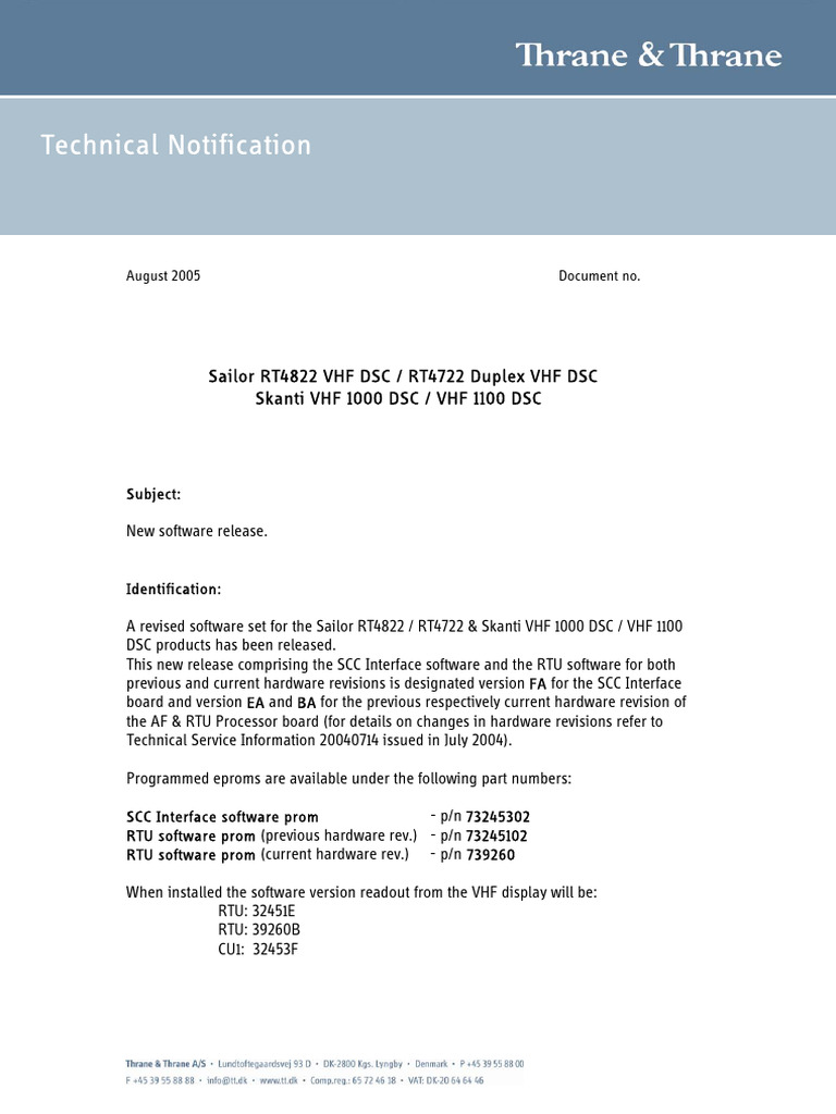 Sailor rt4822 VHF DSC PDF | PDF | Digital Technology | Software Engineering