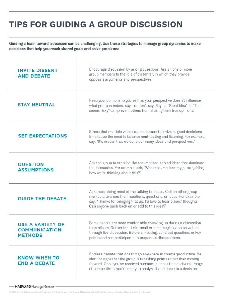 Tips For Guiding A Group Discussion | PDF | Communication | Human Communication