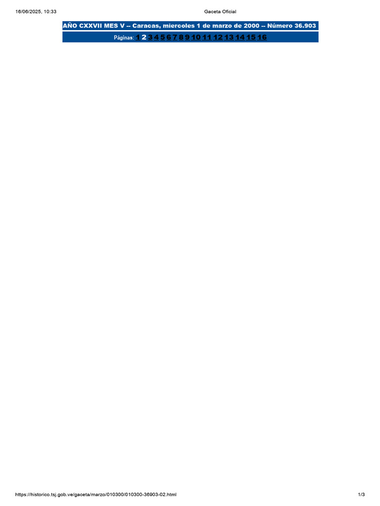 AÑO CXXVII MES V - Caracas, Miercoles 1 de Marzo de 2000 - Número 36.903 | PDF