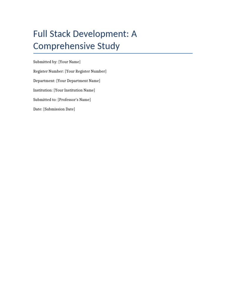 Full Stack Development Report | PDF