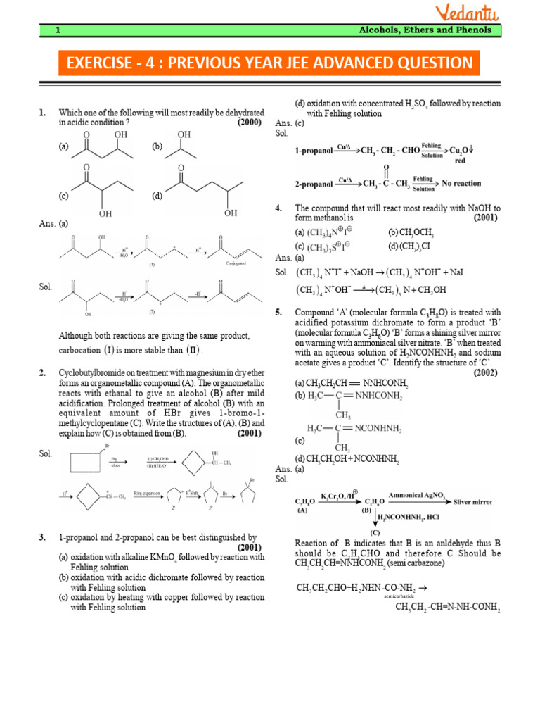 Alchol, Ethor Phenol Ex-4 | PDF | Ether | Organic Chemistry