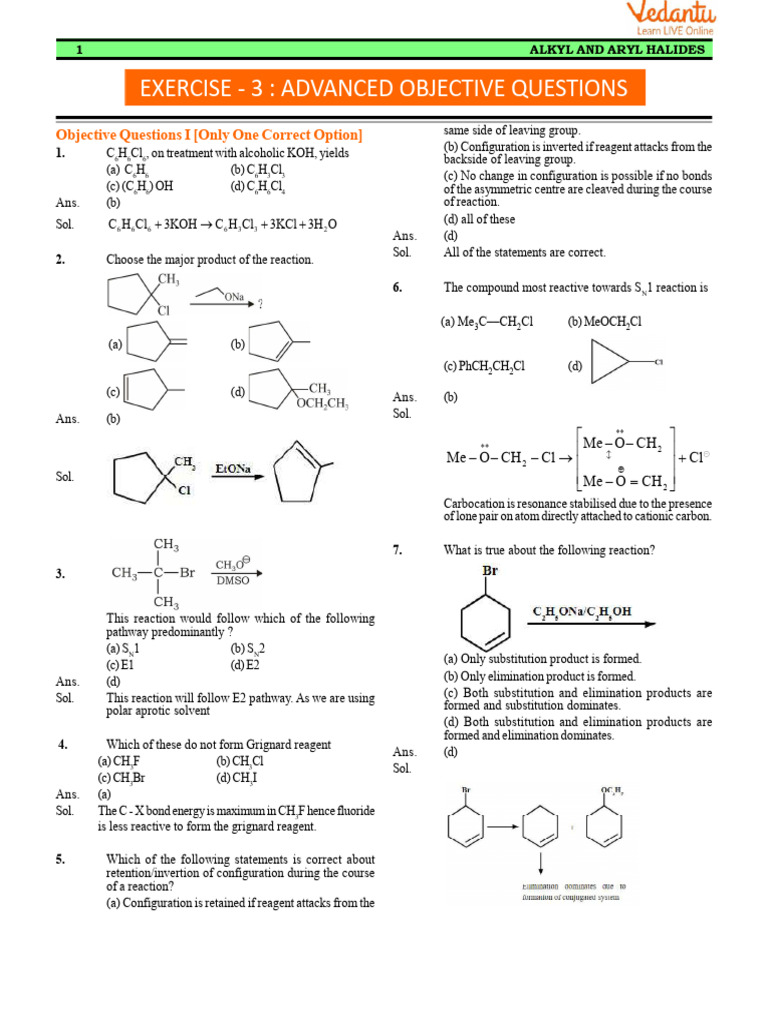 Alkyl and Aryl Halides Exercise-3 | PDF | Chemical Substances ...