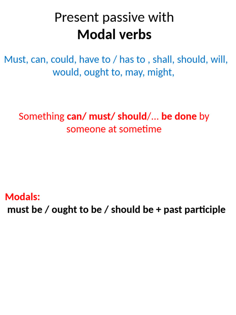 Present Passive With Modals | PDF
