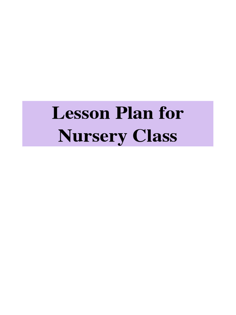Nursery Class Daily Lesson Plan | PDF | Sheep | Peafowl