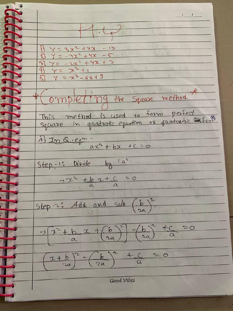 Quadratic Equations Notes | PDF