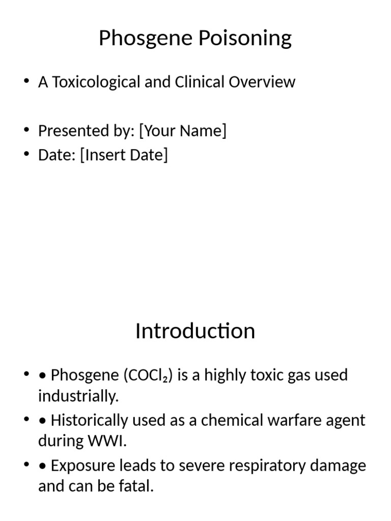 Phosgene Poisoning Presentation | PDF