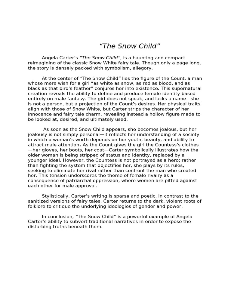 Angela Carter's "The Snow Child" Analysis | PDF