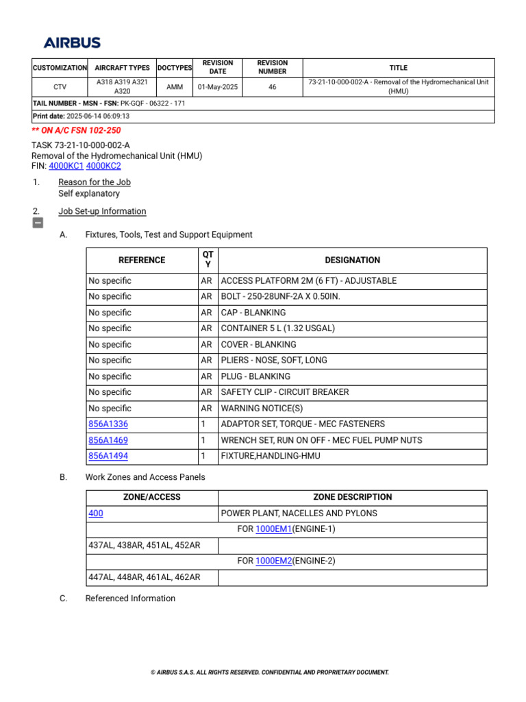 Removal of The Hydromechanical Unit (HMU) | PDF | Aircraft | Airbus