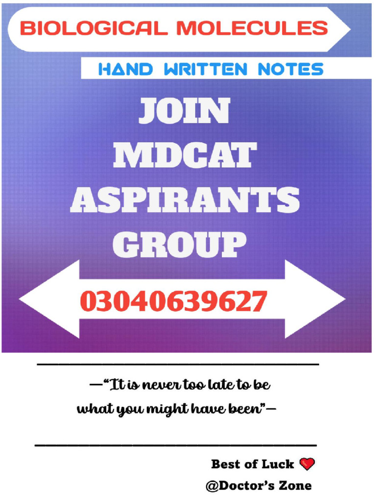 Biological Molecules& Enzymes Hand Written Notes | PDF