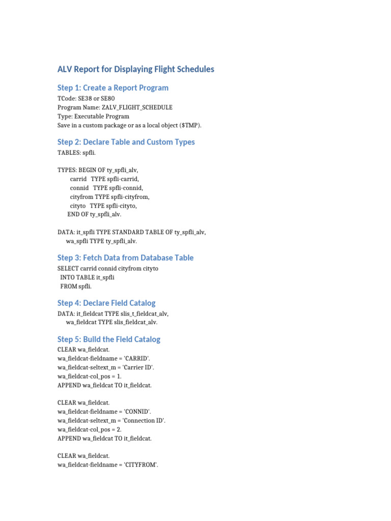 ALV Flight Schedule Report Guide | PDF